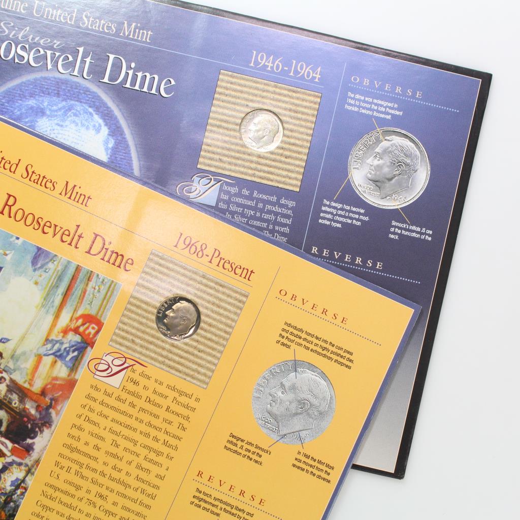1964-D Silver And 1980-S Proof Clad Roosevelt Dimes With Display Cards ...