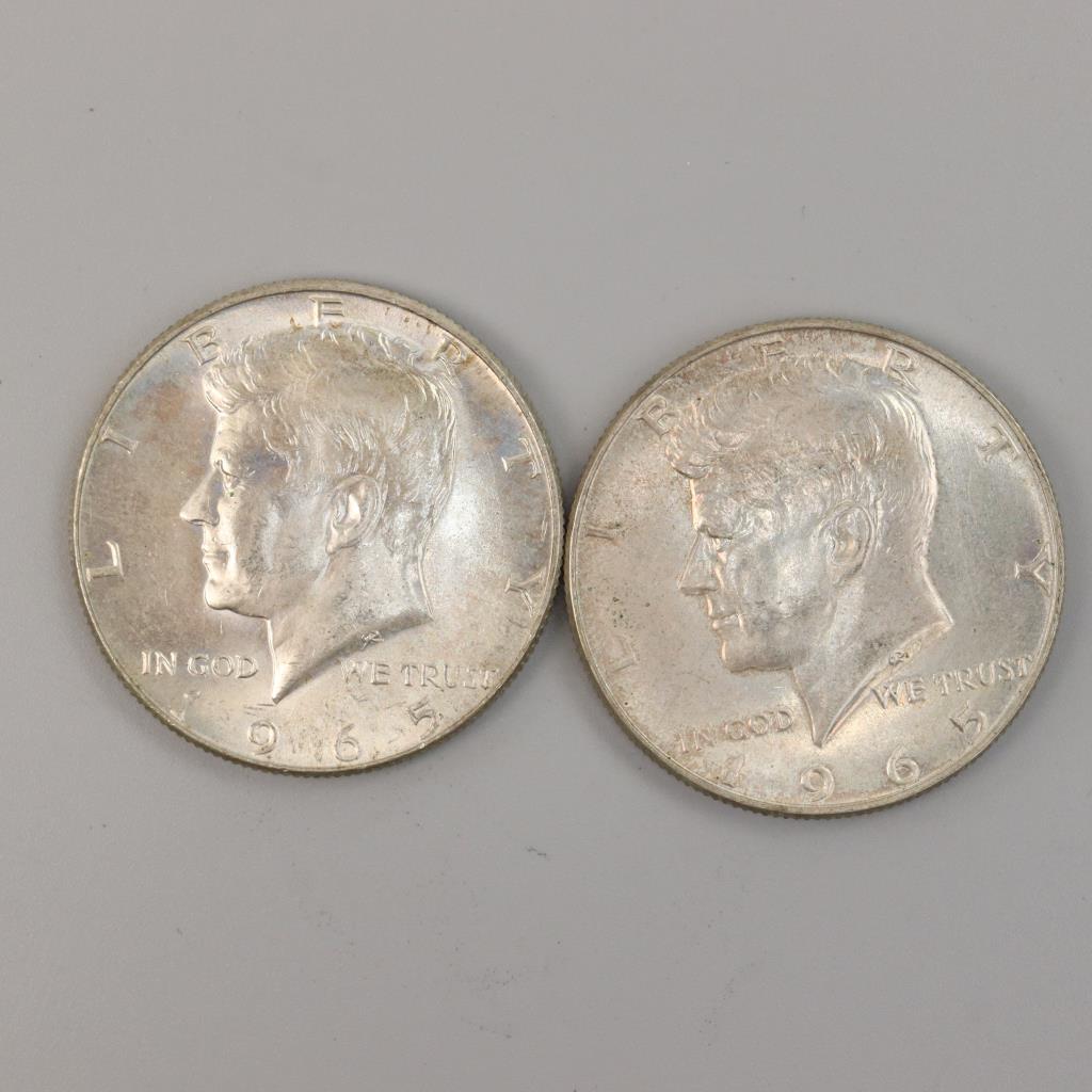 1965 Kennedy Silver Clad Half Dollar, 2 Pieces | Property Room