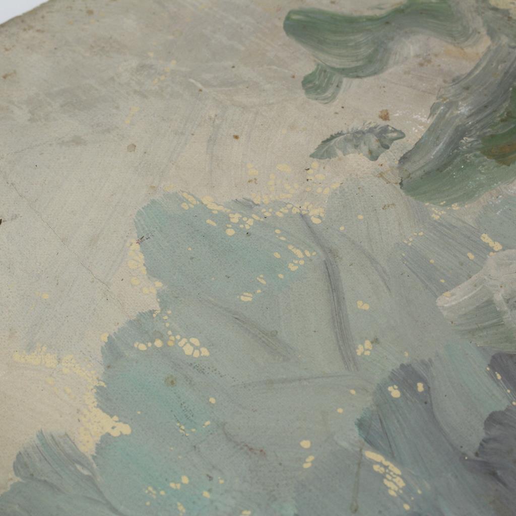 1966 Evgeny Rukhin Painting Of House In Blue, Green, And Grey Tones On ...