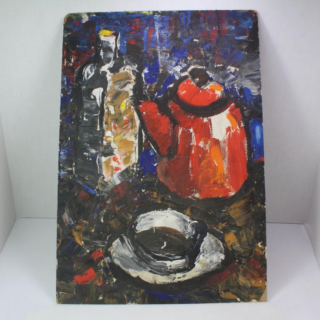 1966 Evgeny Rukhin Pallet Knife Still Life Painting Of Kettle Bottle ...
