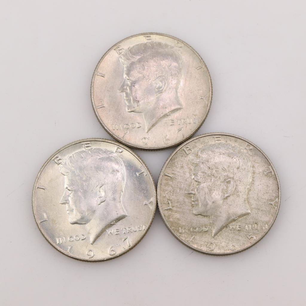 1967 And 1965 US Kennedy Silver-Clad Half Dollar, 3 Pieces | Property Room