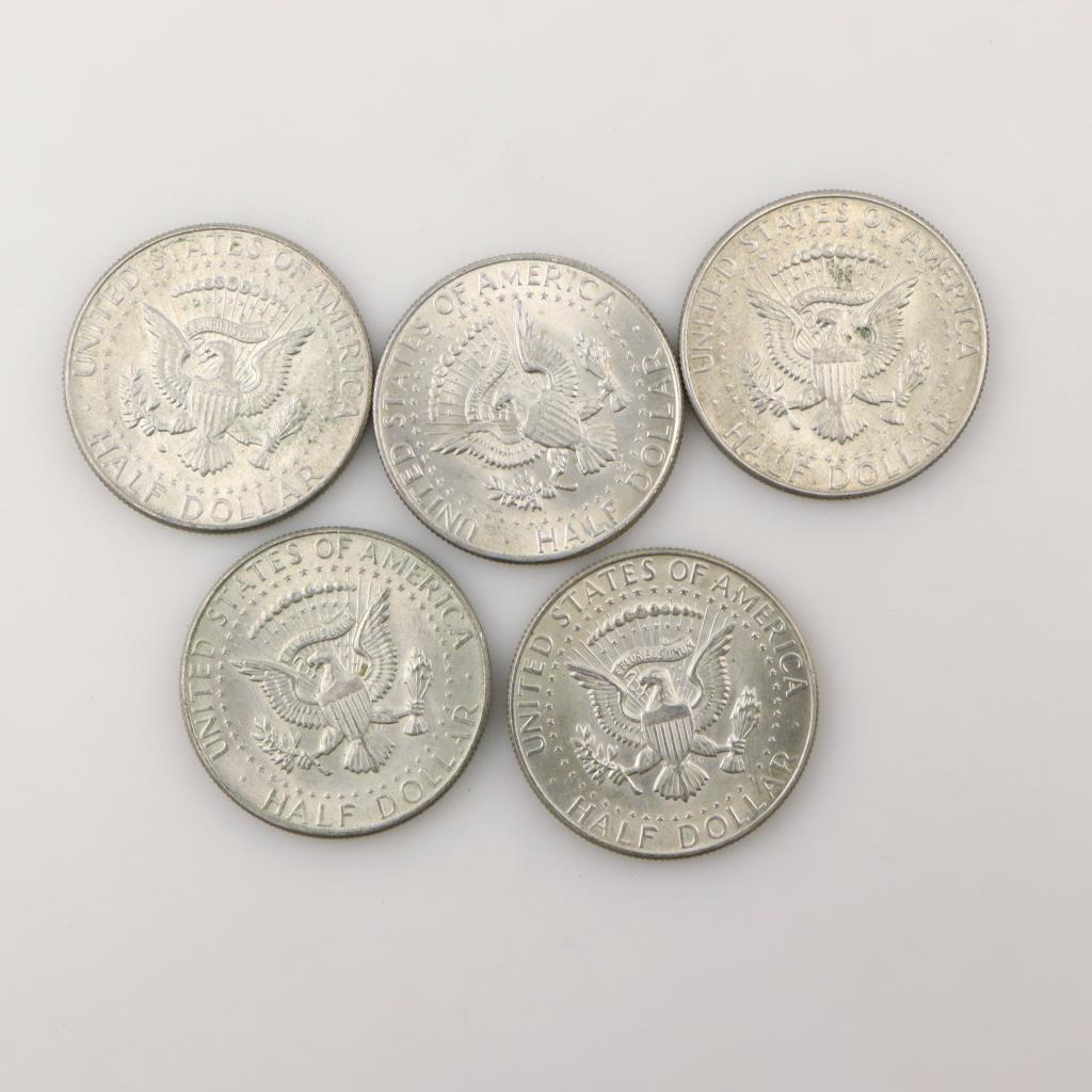 1967 Kennedy Silver Clad Half Dollar, 5 Pieces | Property Room