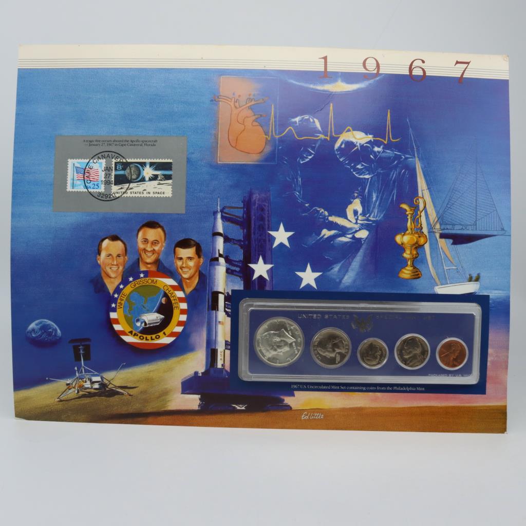 1967-P US Uncirculated Coin Special Mint Set With US Stamps | Property Room
