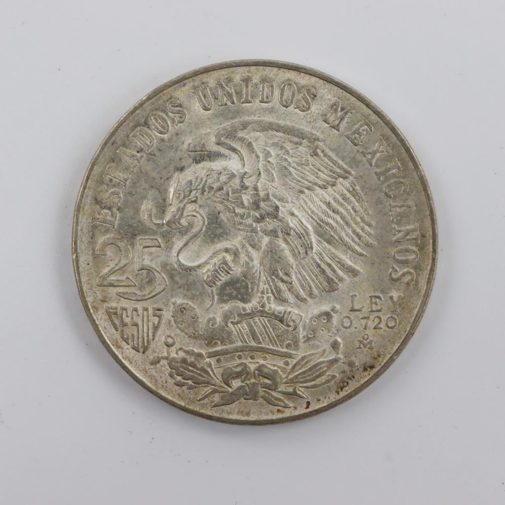 1968 Mexico 25 Pesos Silver Commemorative Coin- Summer Olympics ...