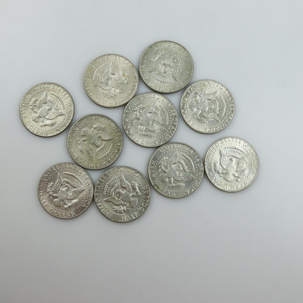 1968-D And 1969-D Kennedy Silver-clad Half Dollars, 10 Pieces ...