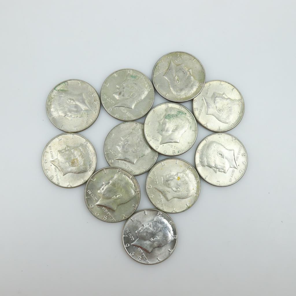 1968-D Kennedy Silver-clad Half Dollars, 11 Pieces | Property Room