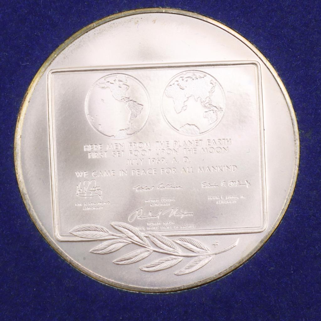 1969 Franklin Mint First Step On The Moon Silver Round | Property Room
