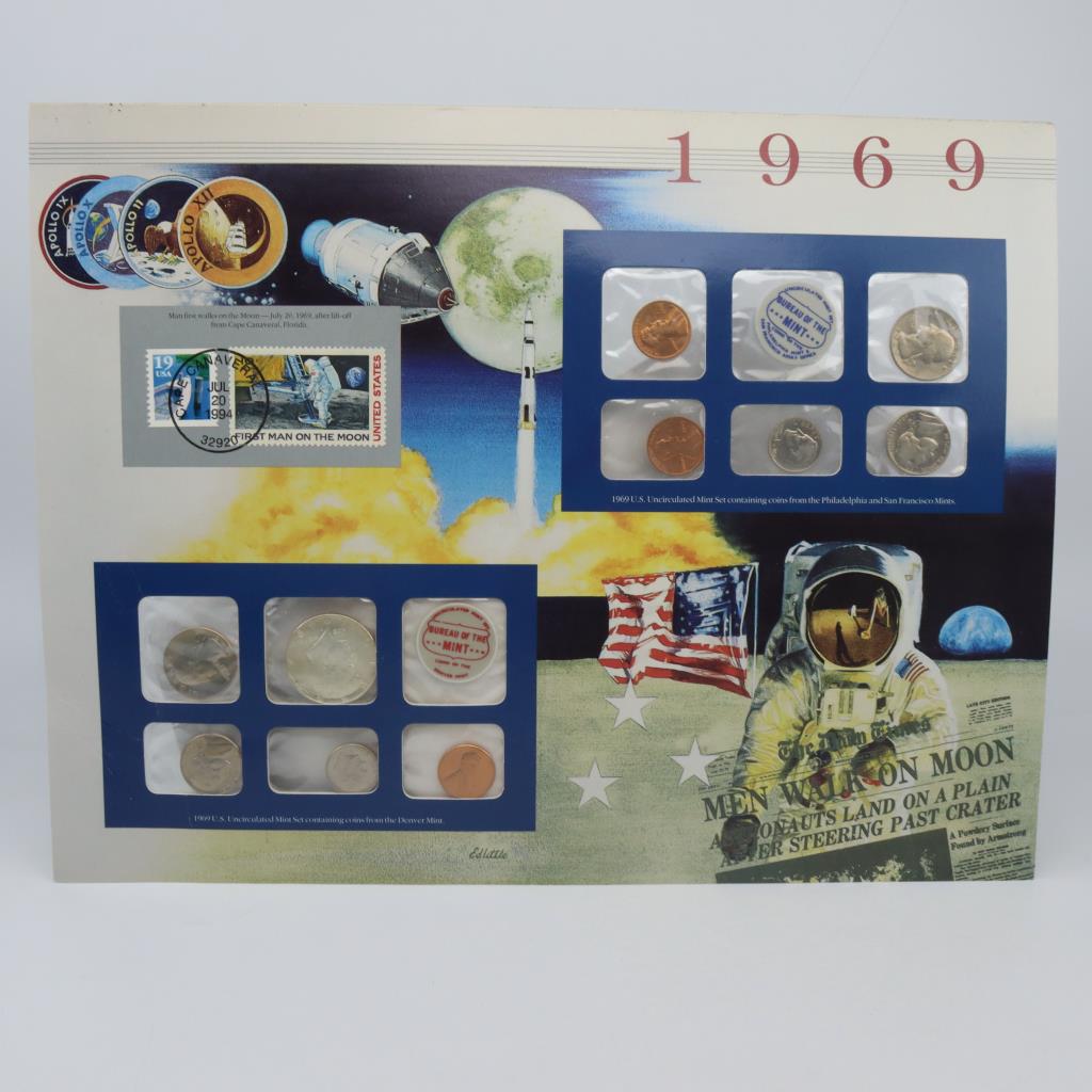 1969 US Uncirculated Coin Mint Sets With US Stamps | Property Room