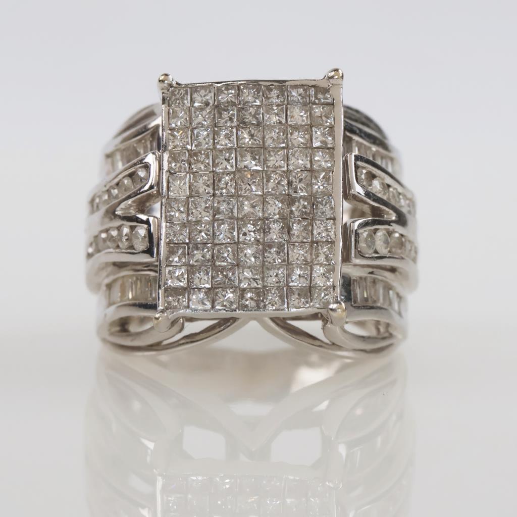 1.96cts TW Diamond 14kt White Gold Square Top Ring - Evaluated By Our ...