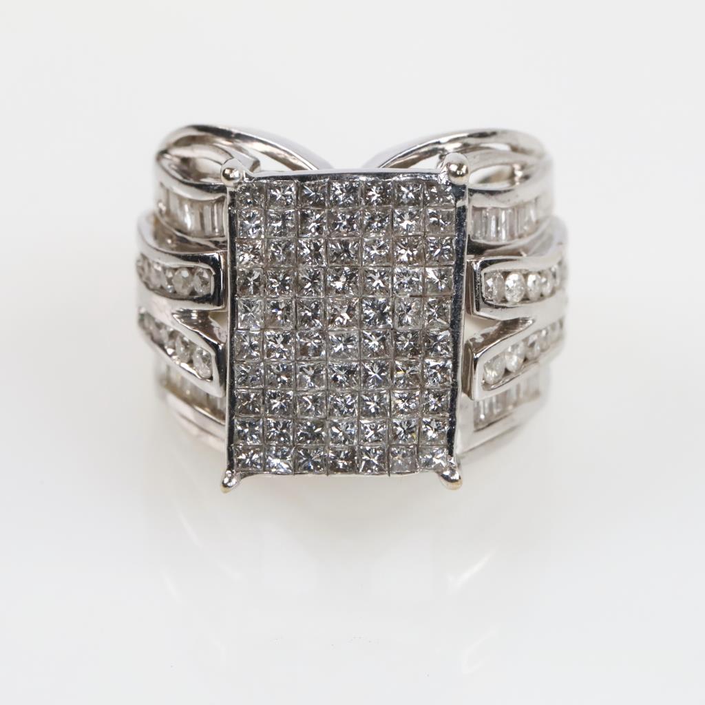 1.96cts TW Diamond 14kt White Gold Square Top Ring - Evaluated By Our ...