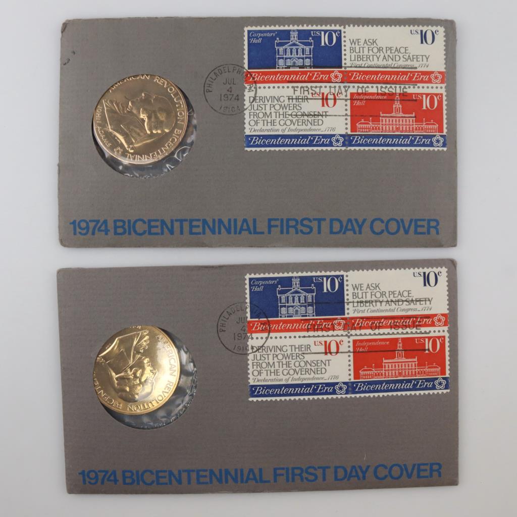 1974 Bicentennial Commemorative Medal And Stamps, 2 Sets | Property Room