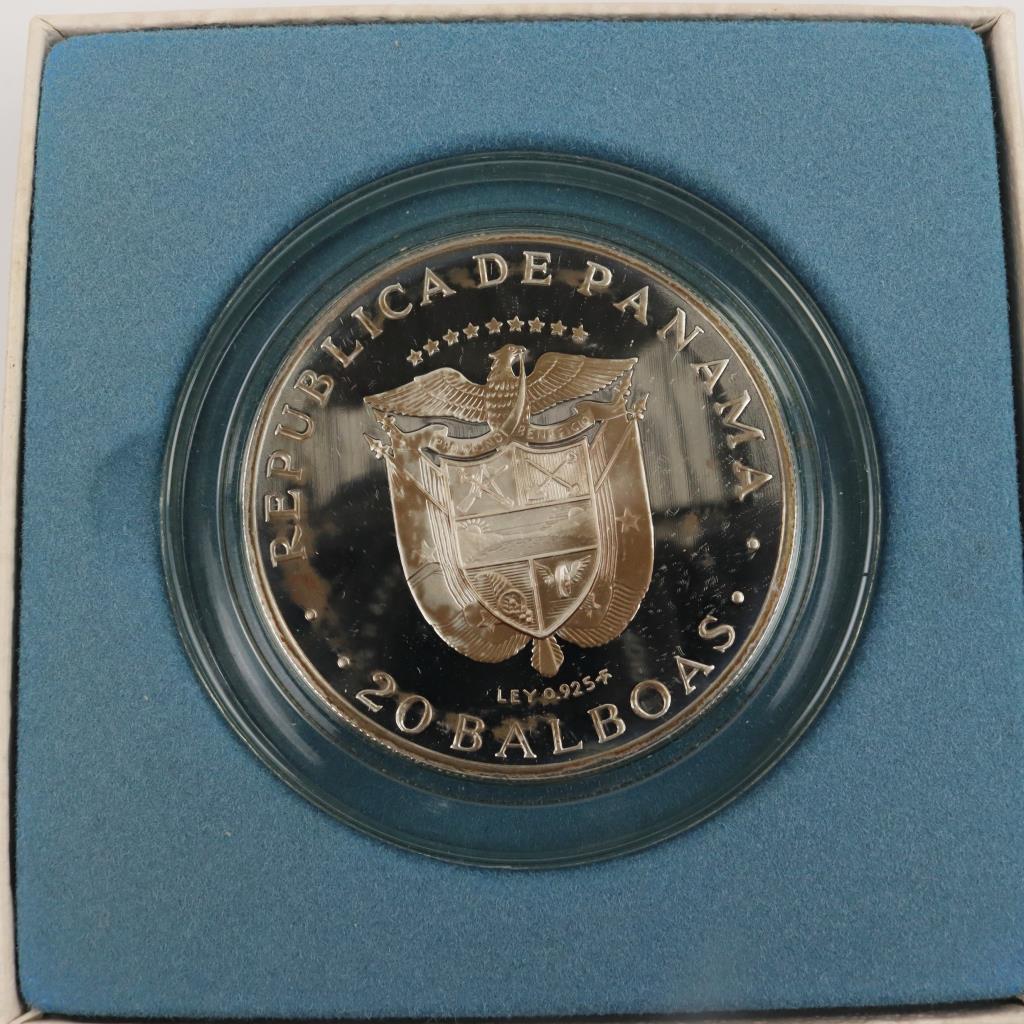 1974 Panama 20 Balboas Silver Proof With Franklin Mint COA | Property Room