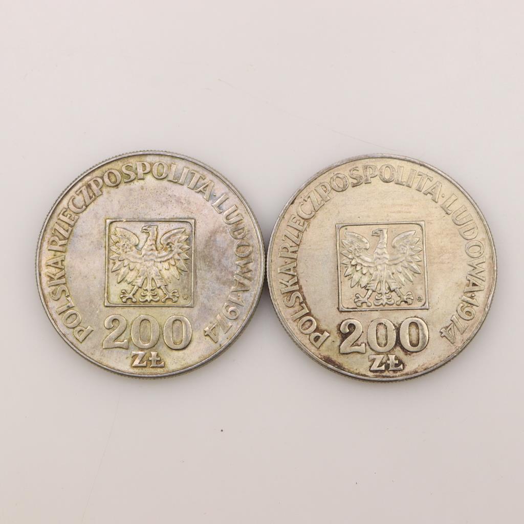1974 Poland 200 Zlotych Silver Coin, 2 Pieces | Property Room