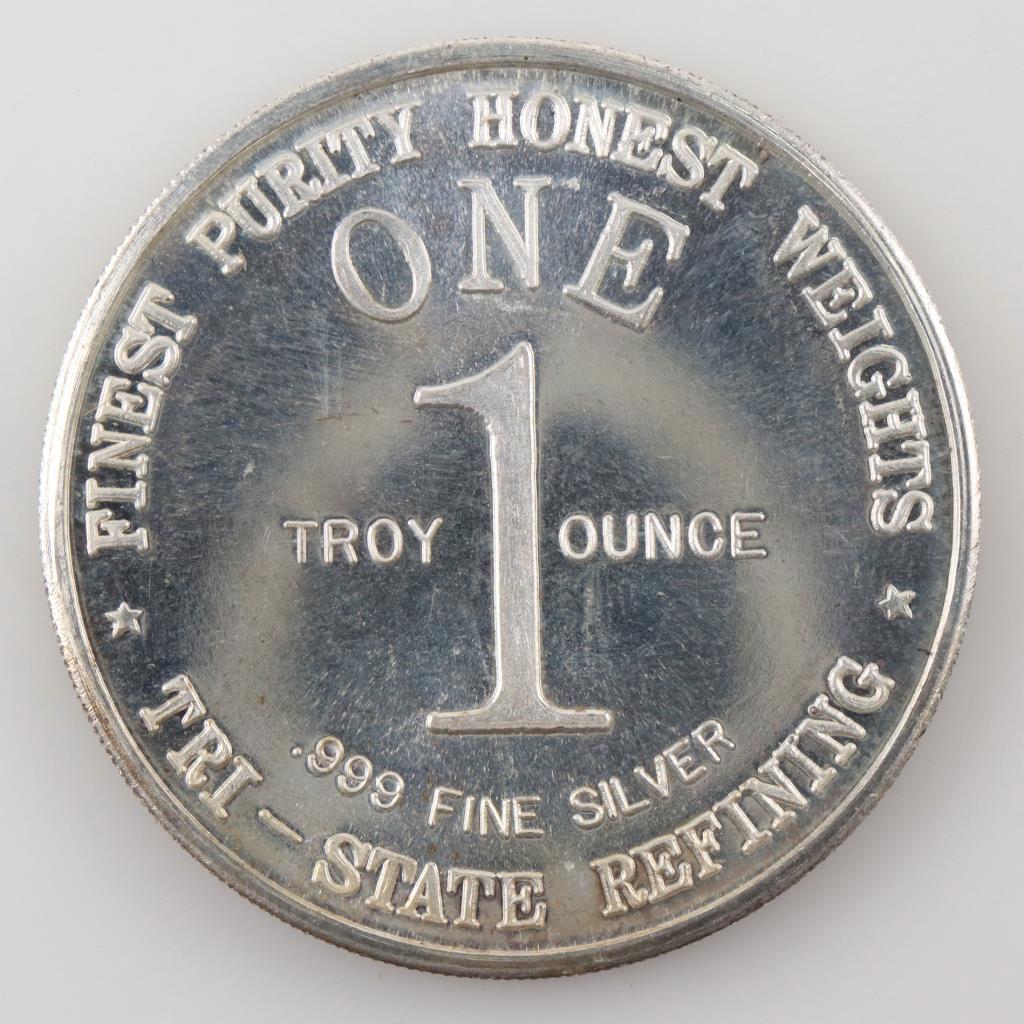 1976 Fine Silver Tri-State Refining God Bless America 1 Troy Oz Round ...