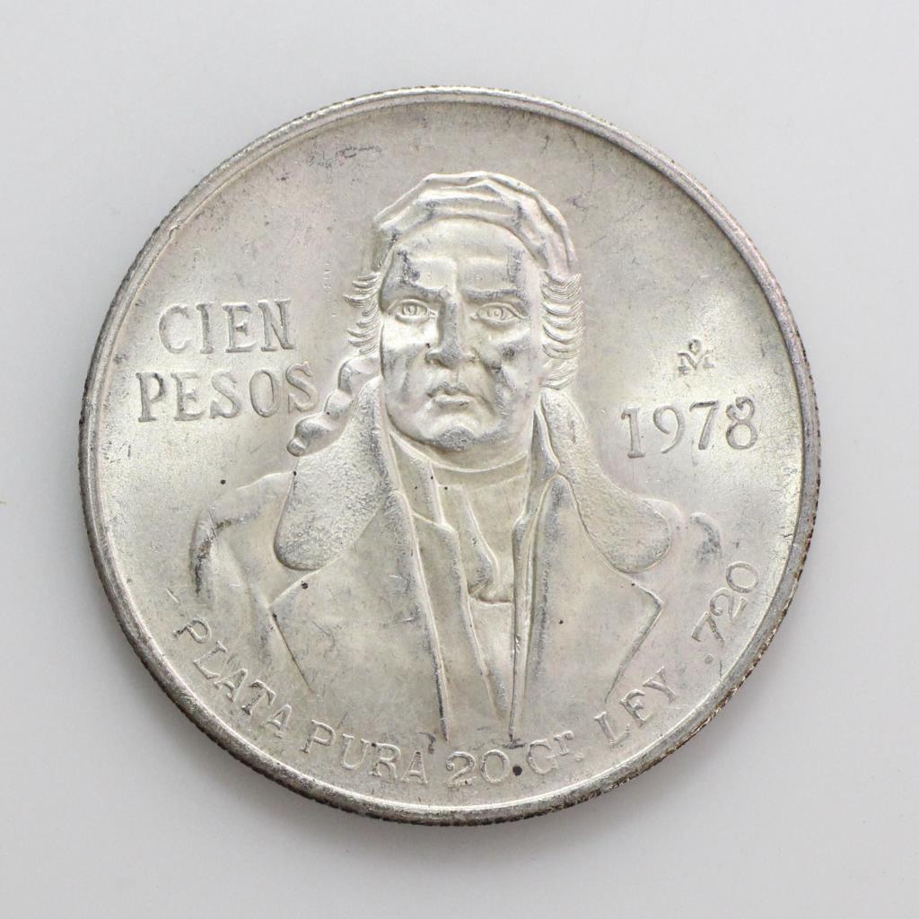 1978 Silver Mexican Cien Pesos Coin | Property Room
