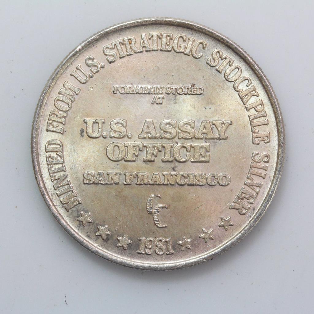 1981 U.S. Assay Office 1 Troy Oz. Fine Silver Round | Property Room