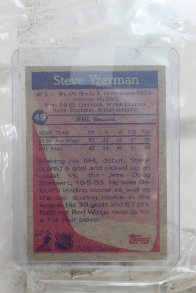 1984 Topps Steve Yzerman Rookie Card | Property Room