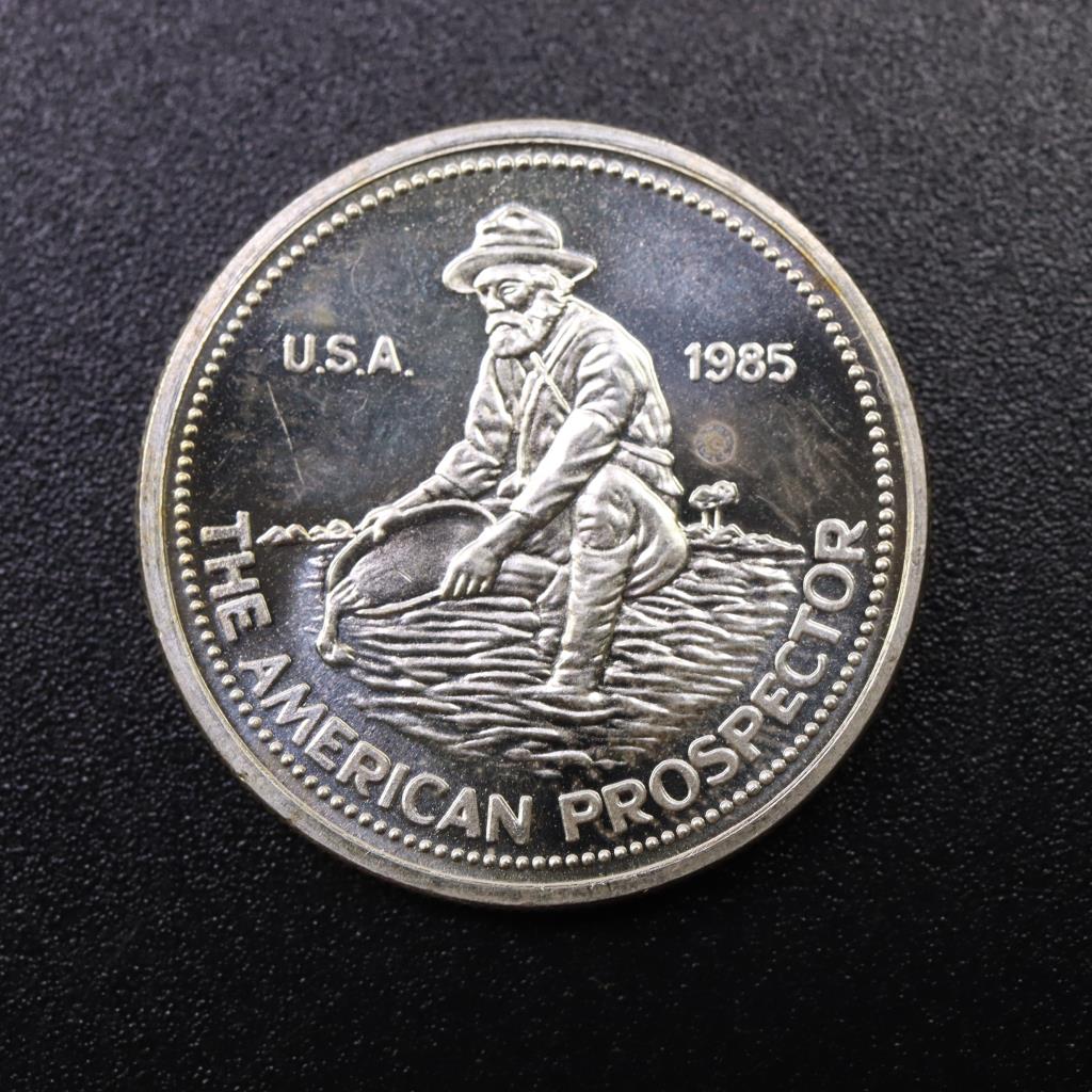 1985 Fine Silver Engelhard The American Prospector 1/4 Troy Oz Round ...