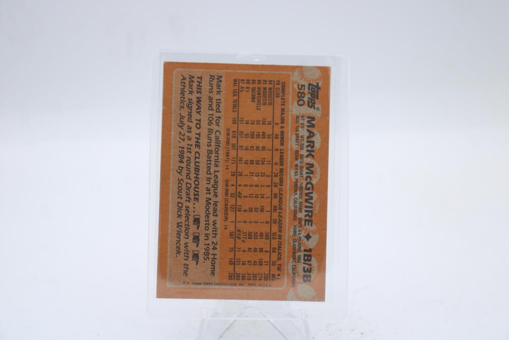 1988 Topps Mark McGwire Rookie Card #580 | Property Room