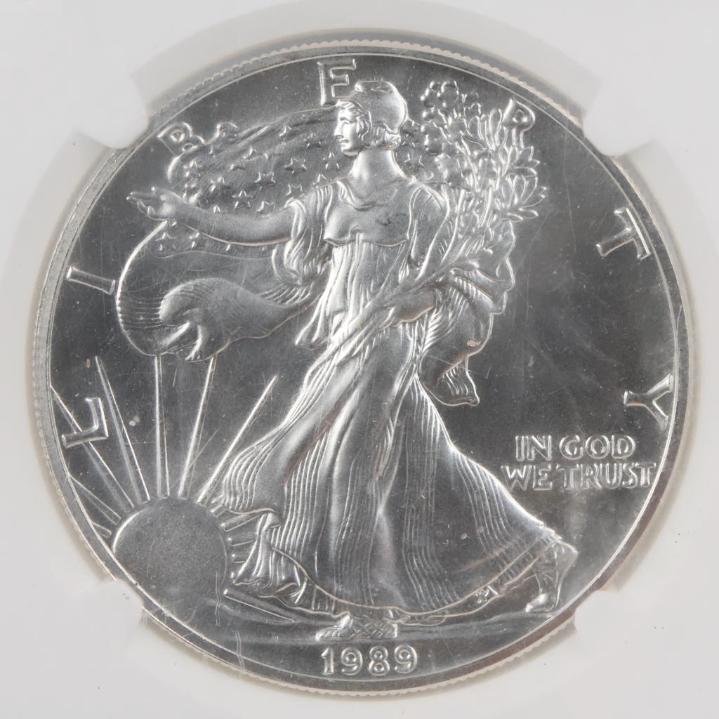 1989 MS69 American Eagle Fine Silver Dollar 1oz NGC Graded | Property Room