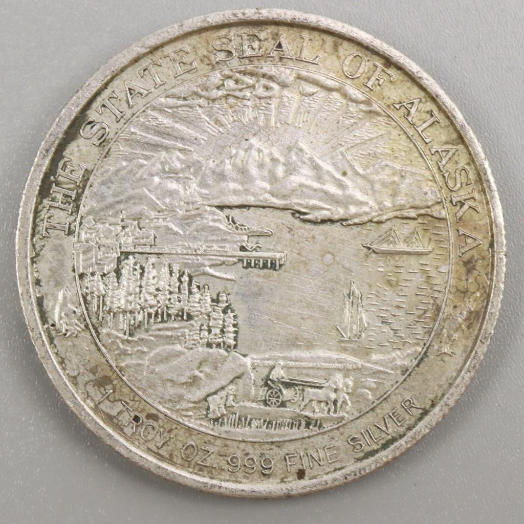 1989 State Seal Of Alaska Fine Silver 1 Troy Oz Round | Property Room
