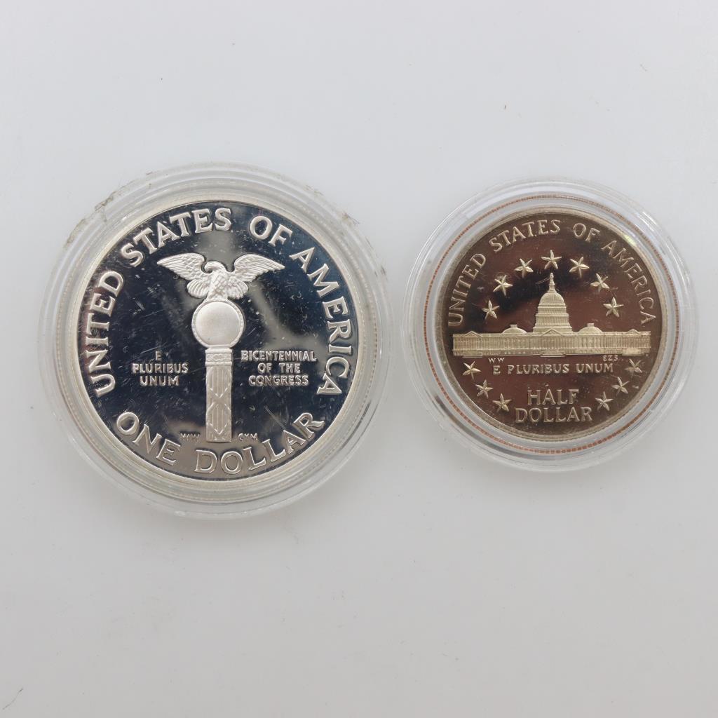 1989-S US Bicentennial Congressional Coins, 2 Pieces (1 Silver ...