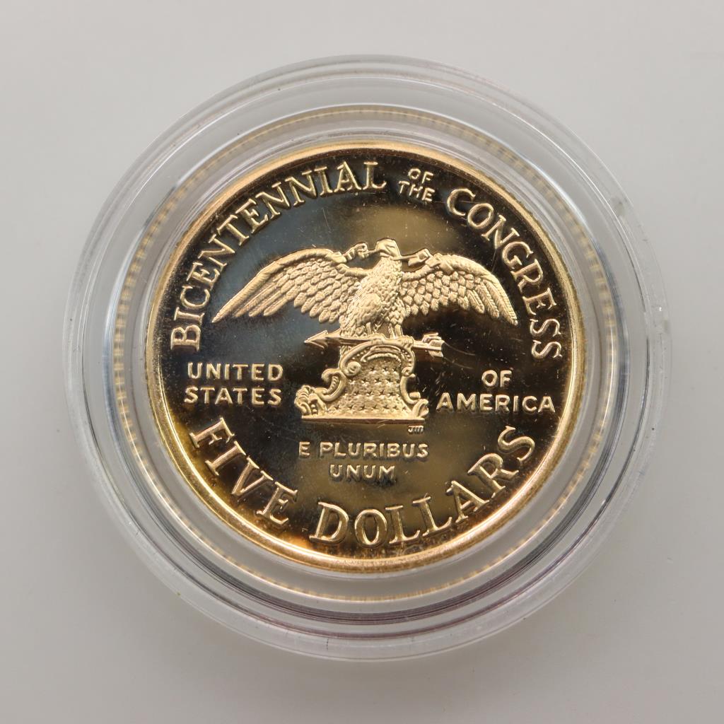 1989-W Bicentennial Congress Commemorative Gold Proof Five Dollars ...