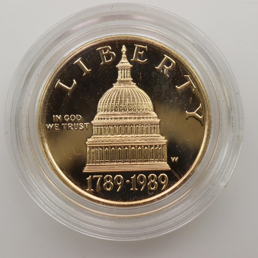 1989-W Bicentennial Congress Commemorative Gold Proof Five Dollars ...