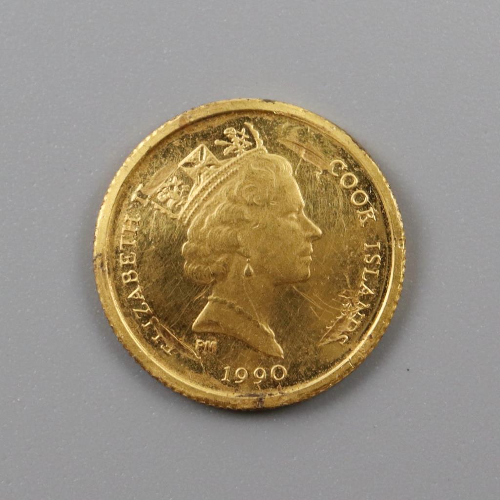 1990 Cook Island Endangered Wildlife 1/25 Oz Fine Gold 25 Dollar Coin ...