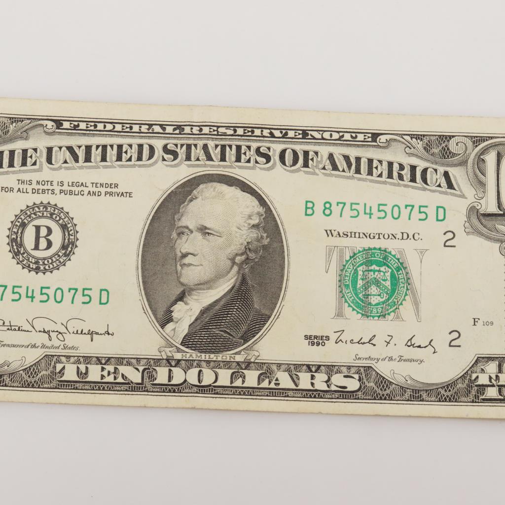 1990 Federal Reserve Note, 10 Dollar Bill | Property Room