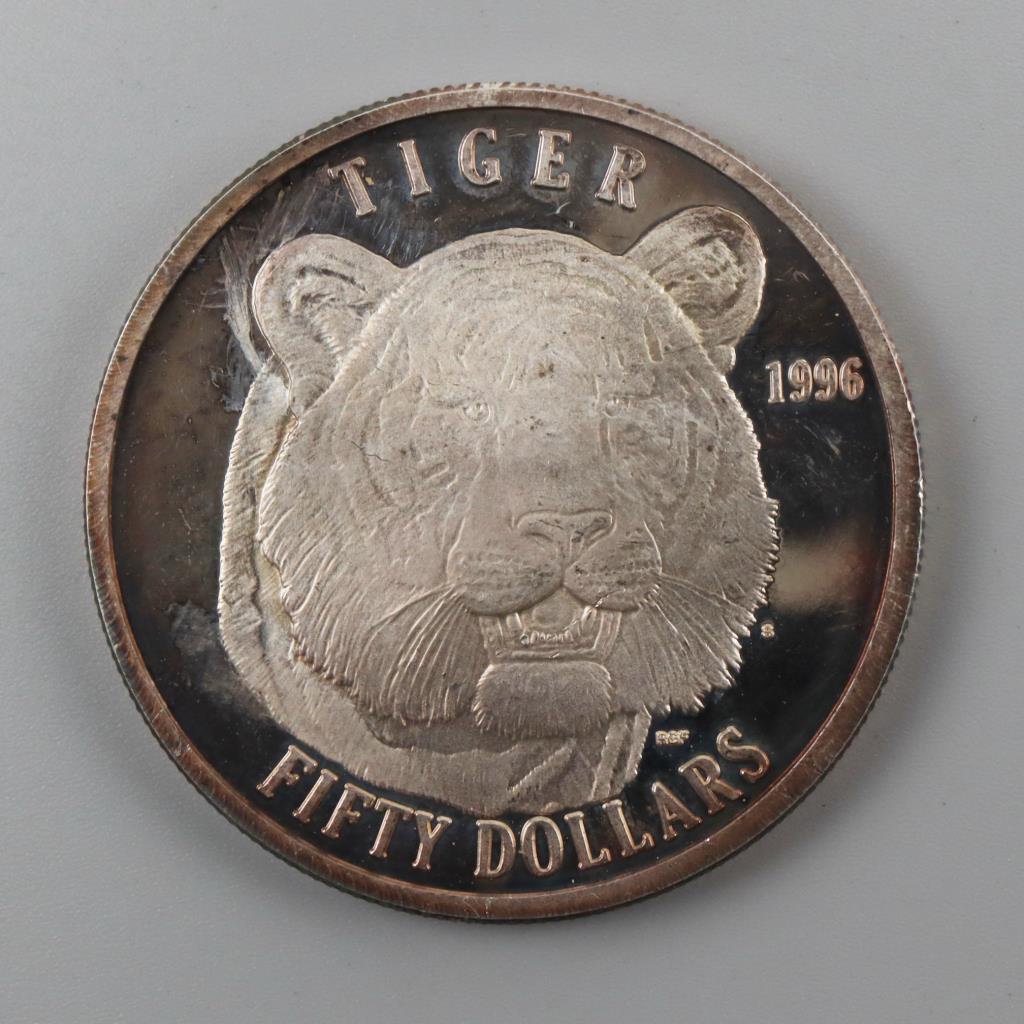 1996 Marshall Island Tiger Fine Silver 50 Dollar Coin | Property Room
