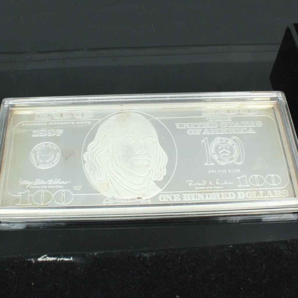 1997 $100 Silver Proof Franklin Federal Reserve Note | Property Room