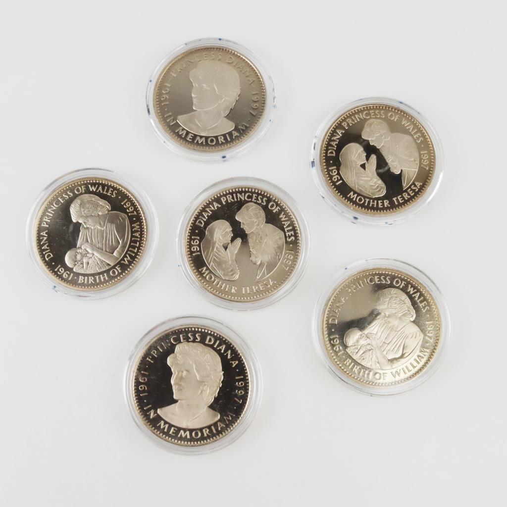 1997 Lady Diana Series Liberian 5 Dollar Coins; 6 Pieces | Property Room