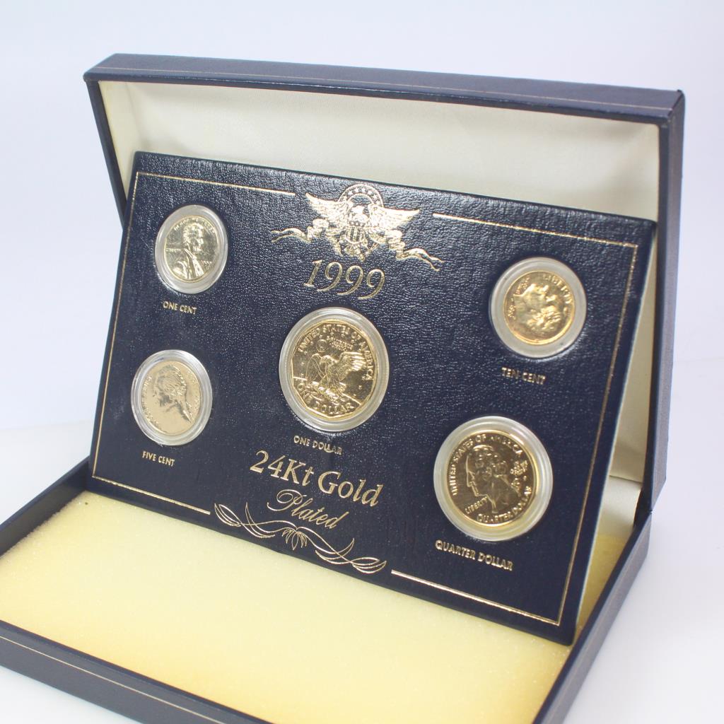 1999 24kt Gold Plated US Coin Set | Property Room