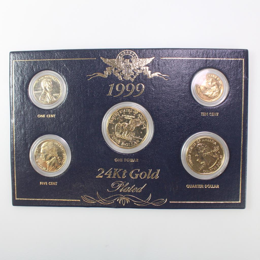 1999 24kt Gold Plated US Coin Set | Property Room