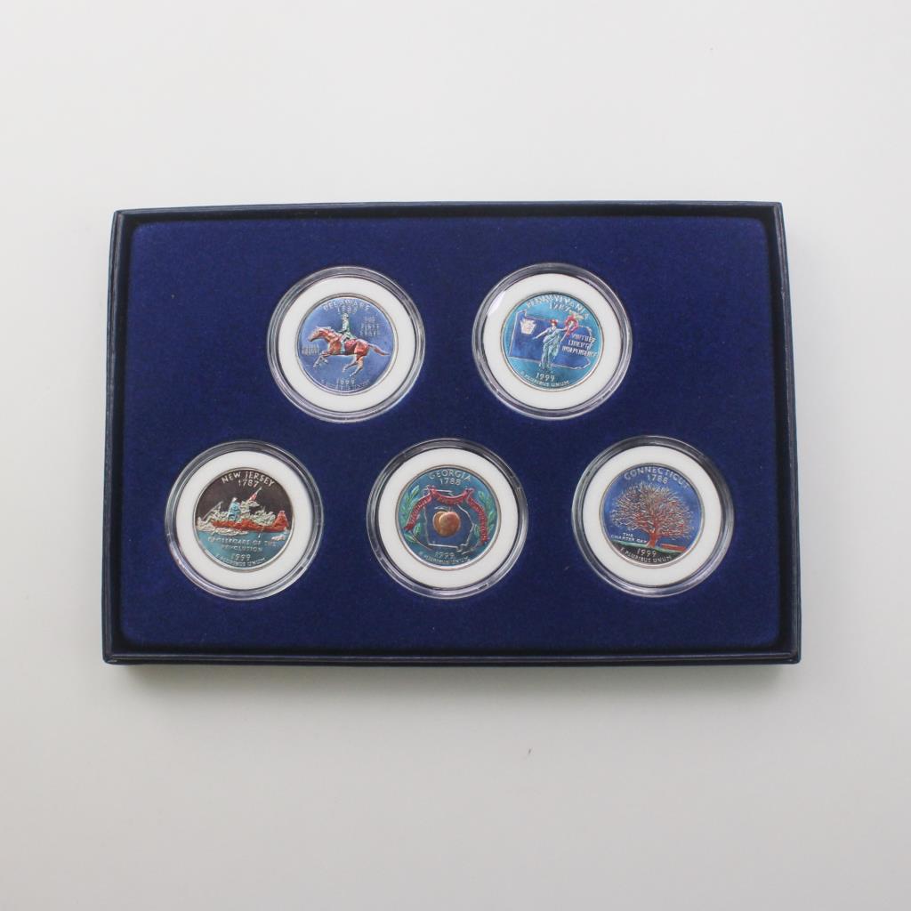 1999 Five Colorized Statehood Quarter Dollars Inaugural Edition ...