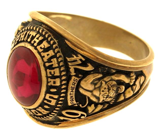 12 Gram 10kt Yellow Gold Class Ring With Red Stone | Property Room
