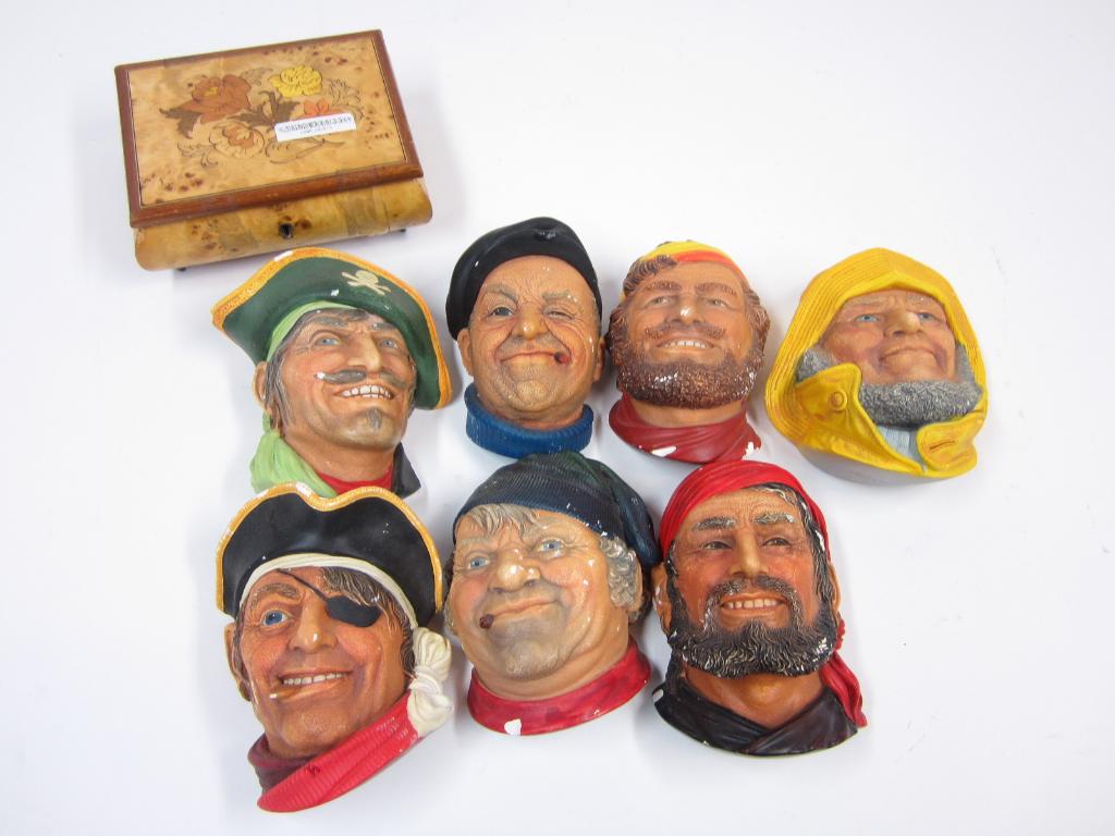 Chalk Head Wall Plaques And Music Box, 8 Pieces | Property Room
