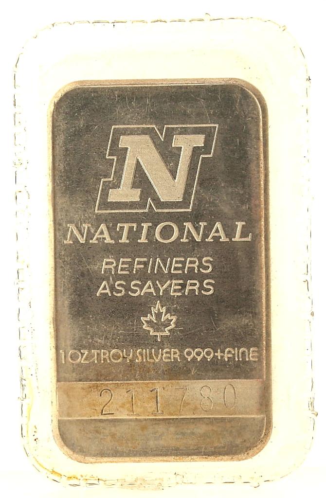 National Refiners Assayers One Troy Ounce 999+ Fine Silver Ingot ...