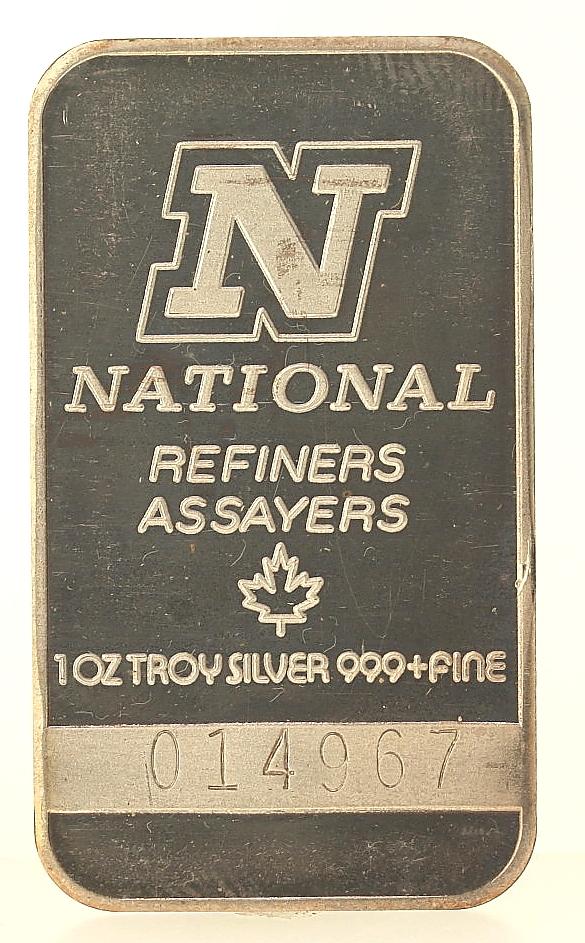 National Refiners Assayers One Troy Ounce 999+ Fine Silver Ingot ...