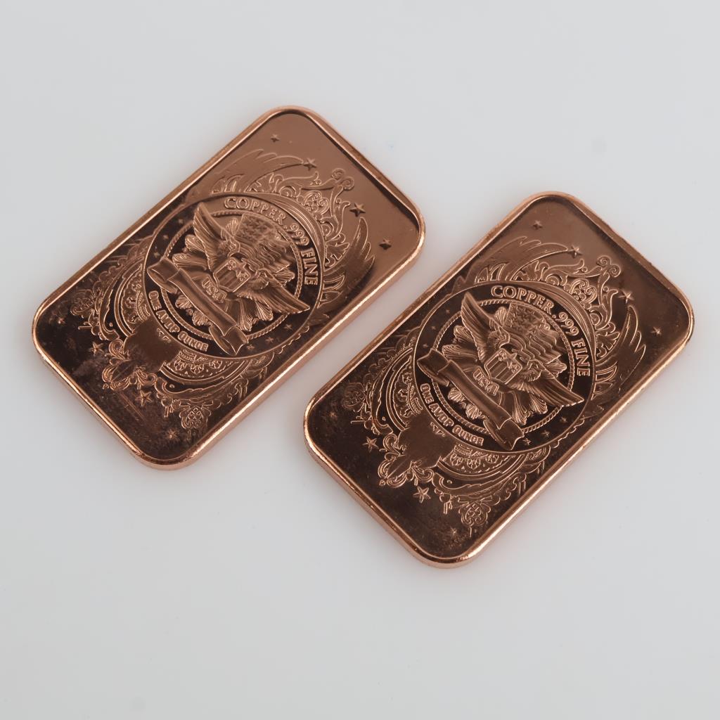 2 Fine Copper Bars 1 AVDP Oz | Property Room