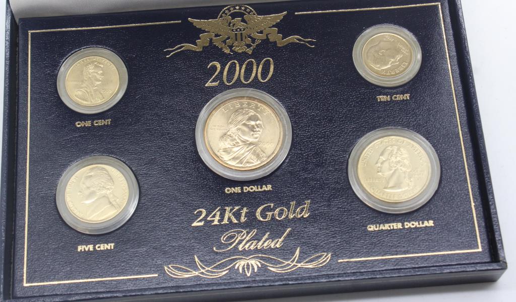 2000 24kt Gold Plated Coin Set In Presentation Case | Property Room