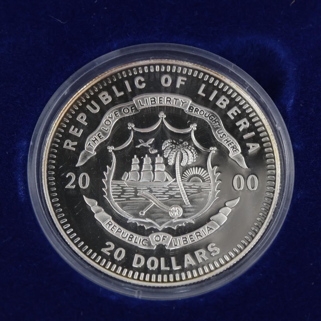 2000 Fine Silver Proof American Mint $20 Mission STS-1 20g Round W/COA ...