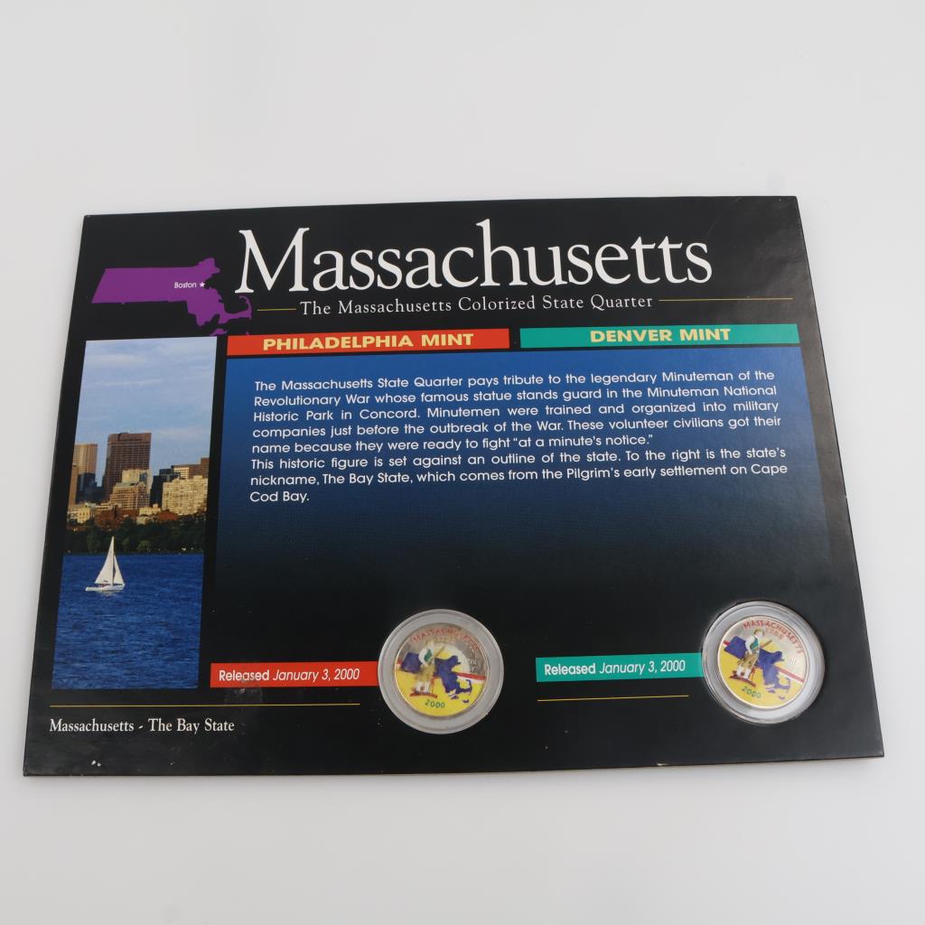 2000-P&D Massachusetts Colorized State Quarter Set | Property Room