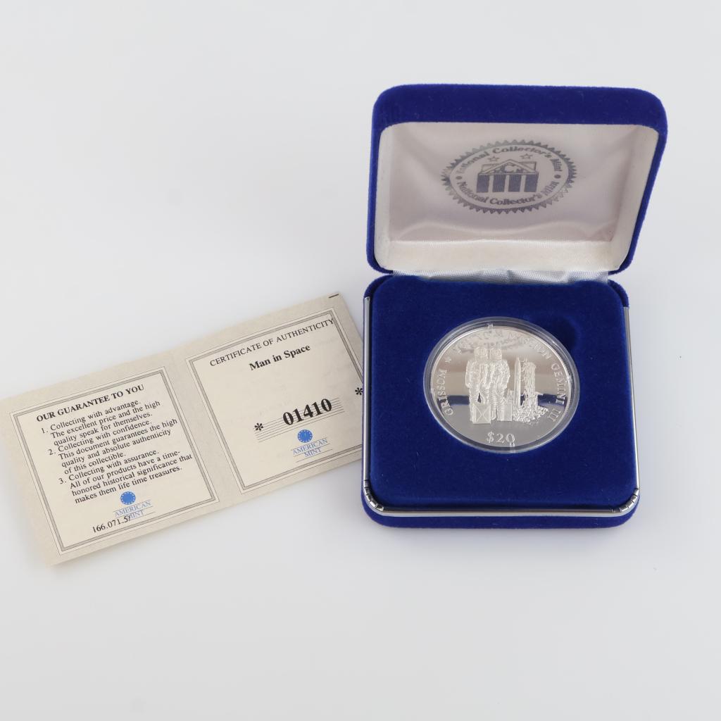 2001 Fine Silver Proof American Mint $20 Mission Gemini III 20g Round W ...