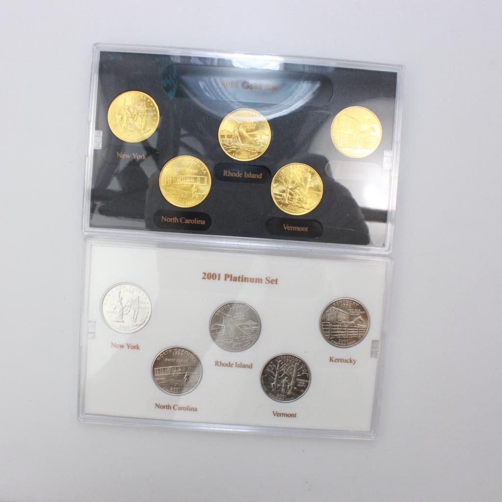 2001 U.S. Gold And Platinum Edition State Quarter Collections ...