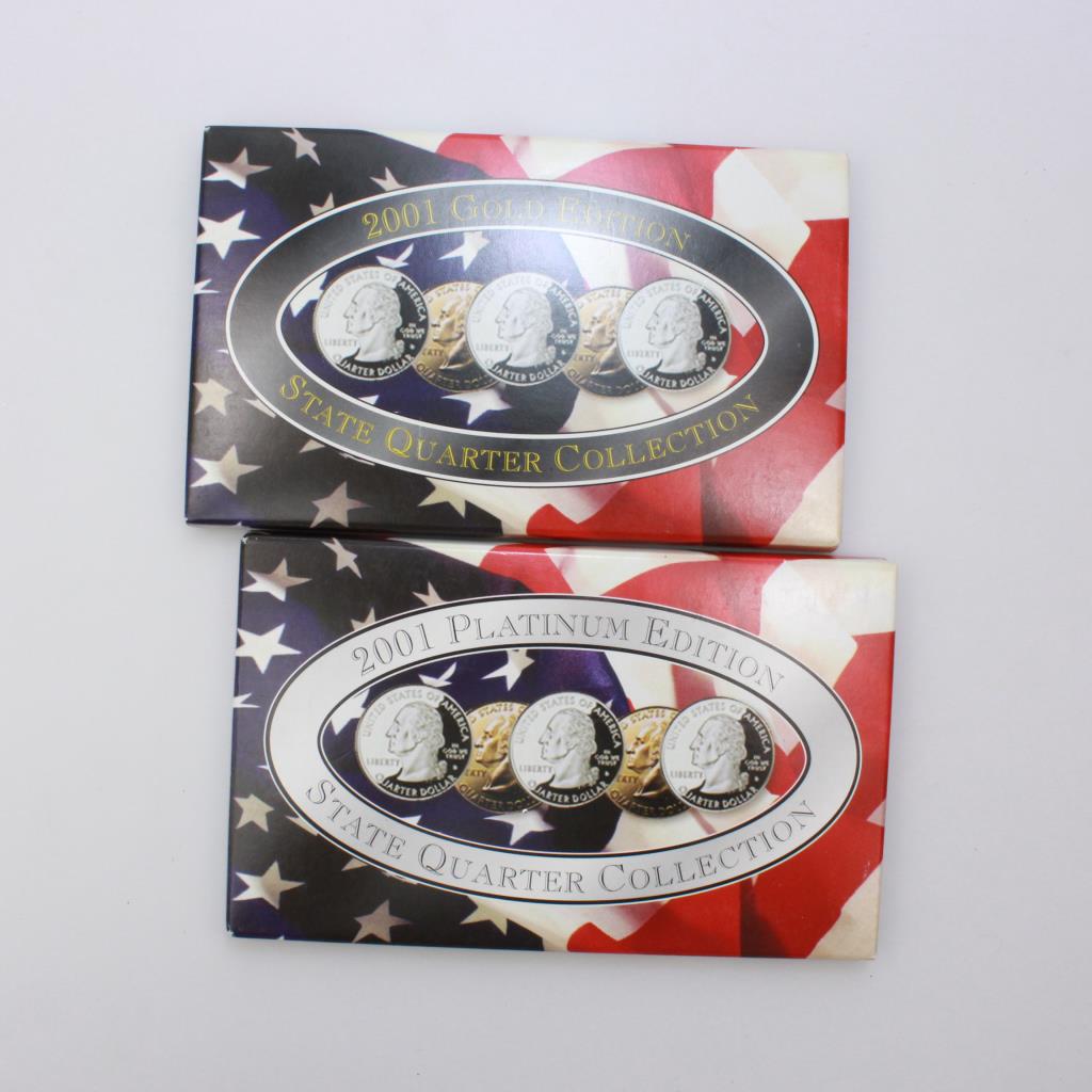 2001 U.S. Gold And Platinum Edition State Quarter Collections ...