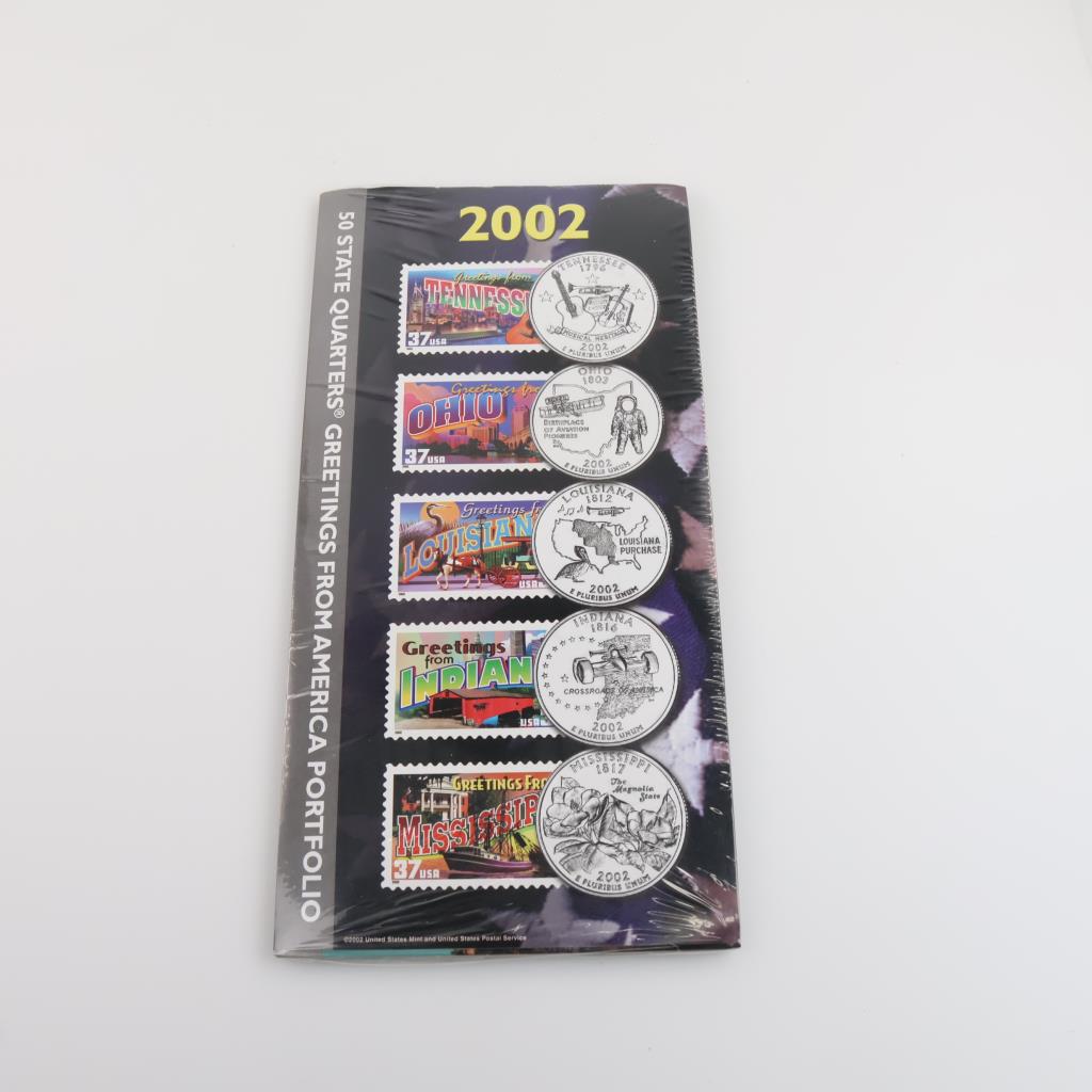 2002 US Greetings From America Quarter And Stamp Set | Property Room