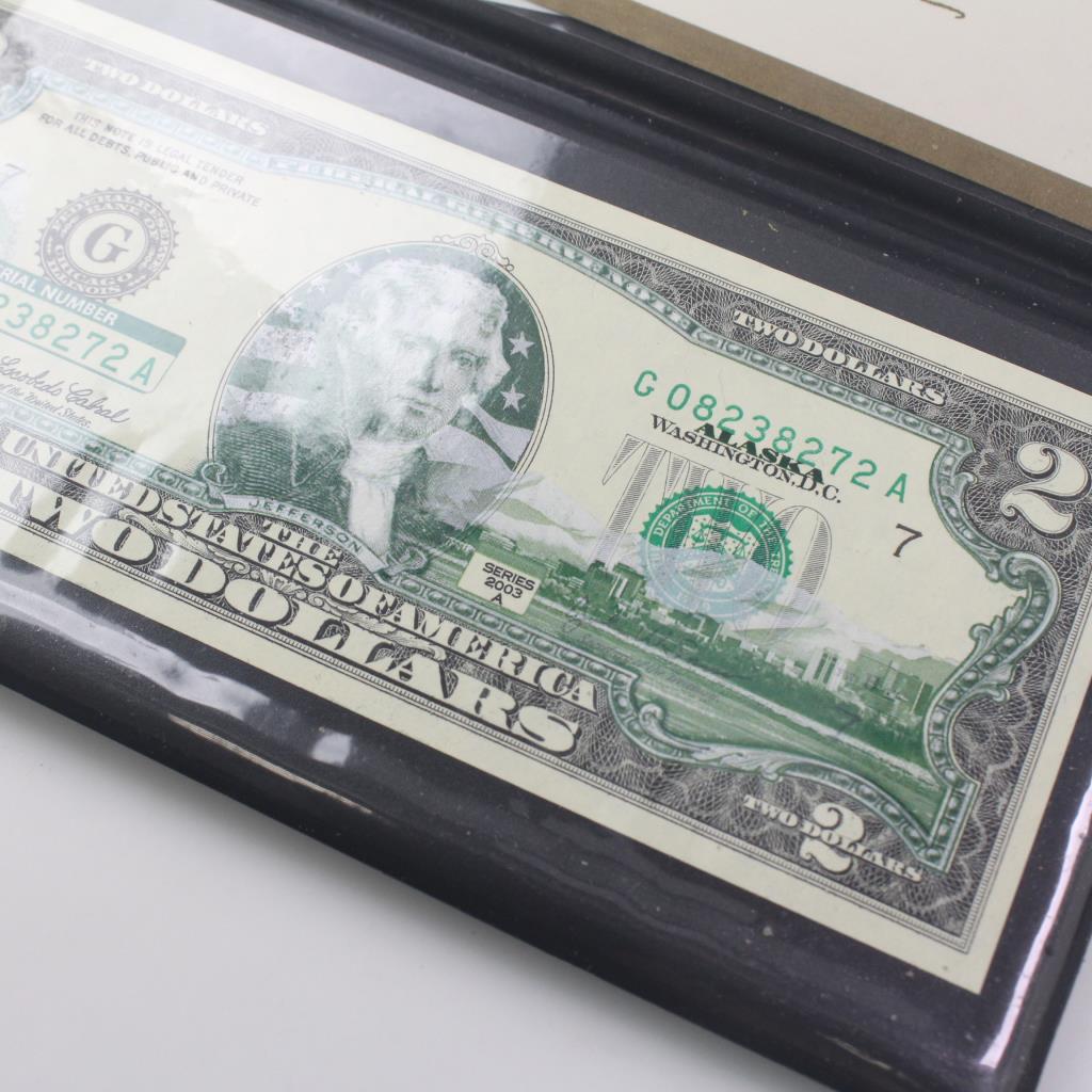 2003 Uncirculated Two Dollar $2 Bill Overprint With Folder | Property Room