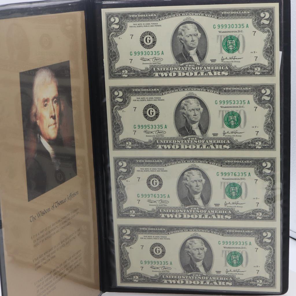 2003 US Two Dollar Federal Reserve Notes; 4 Pieces | Property Room